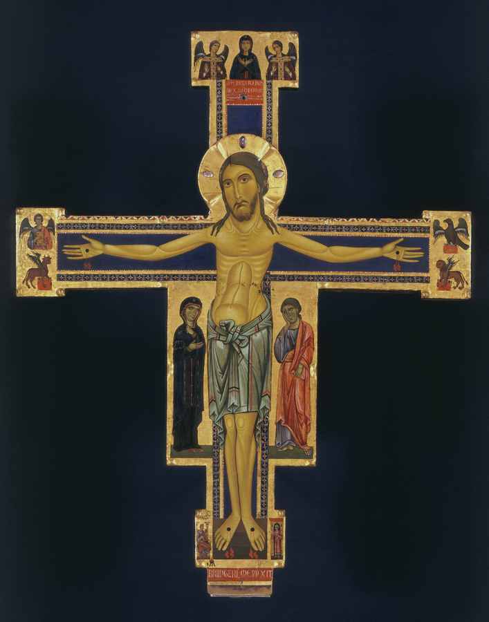 CRISTO CROCIFISSO TRIONFANTE croce dipinta