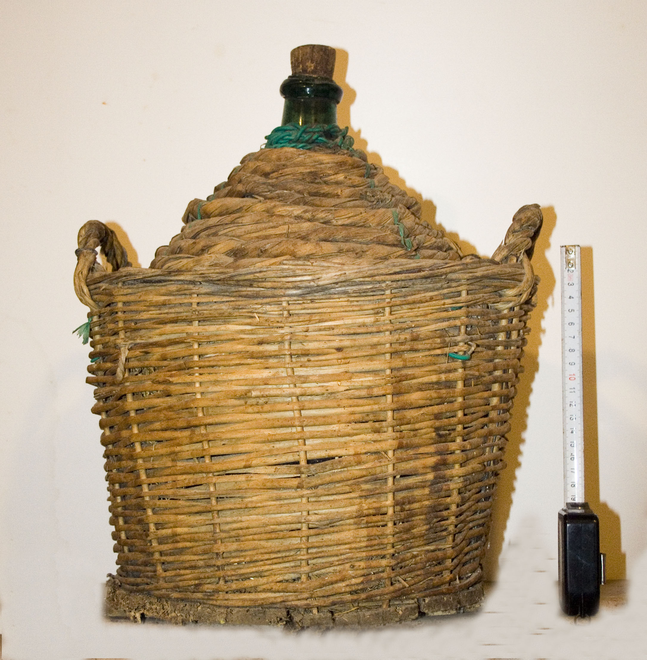 Damigiana (damigiane, manufatto in vetro, canne) sec XX prima metà