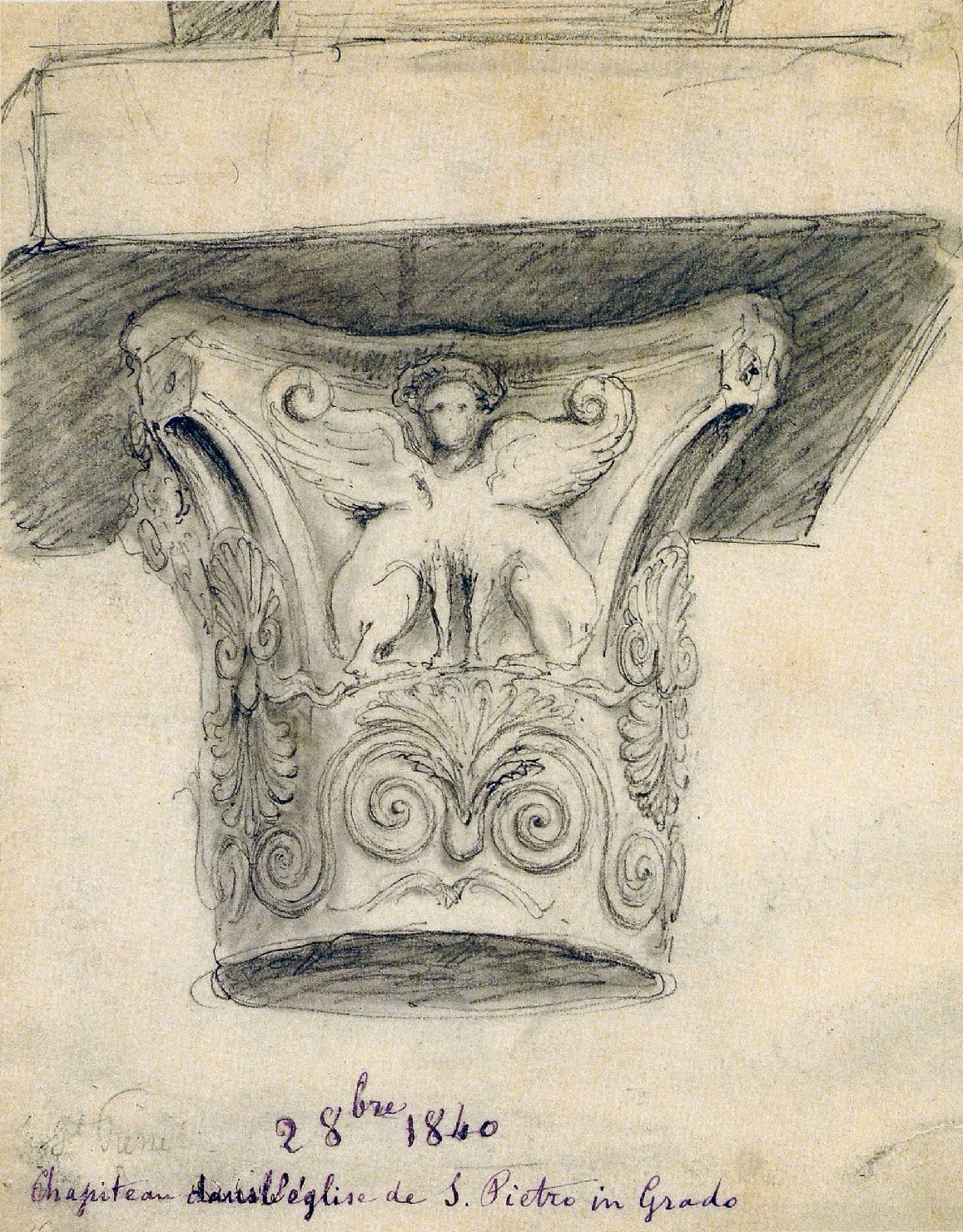 Capitello della basilica di San Piero a Grado capitello disegno 18
